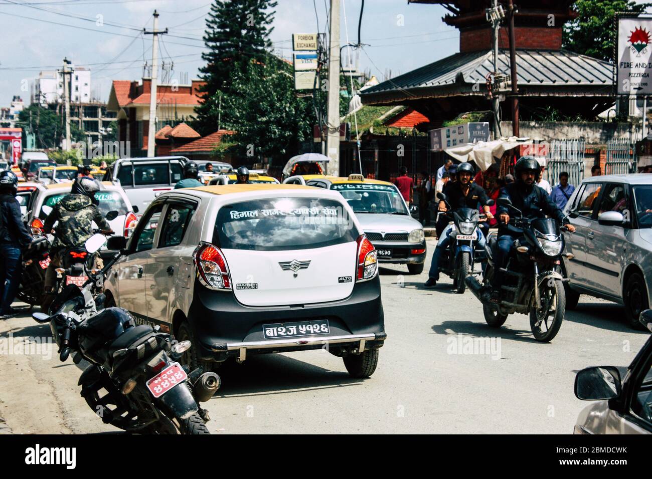 Kathmandu Nepal August 26, 2018 View of traffic jam in the street at ...