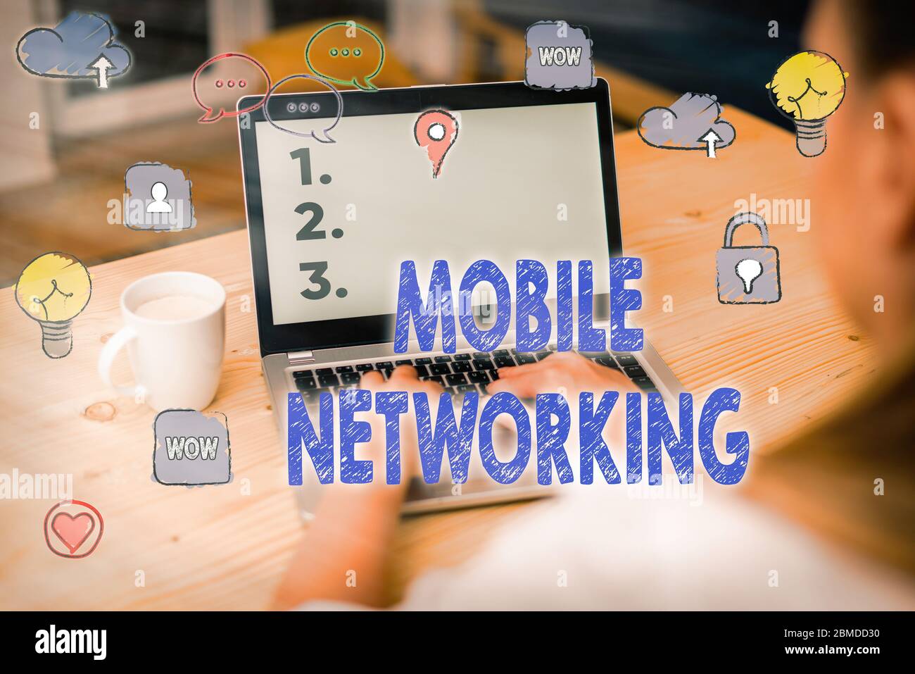 Word writing text Mobile Networking. Business photo showcasing Communication network where the ...