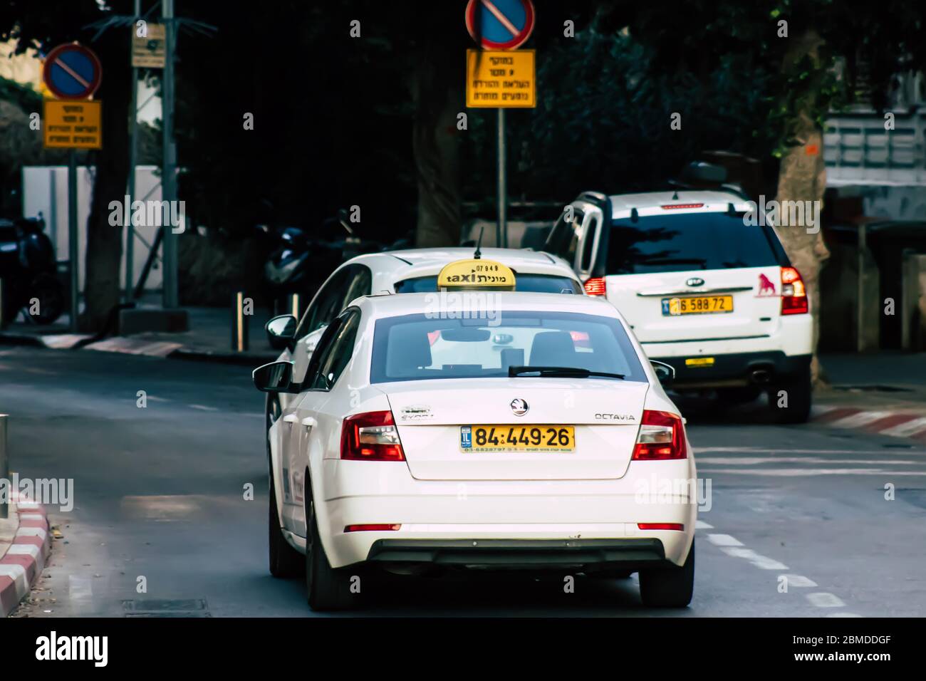 Tel Aviv Israel December 23, 2019 View of traditional Israeli taxi ...