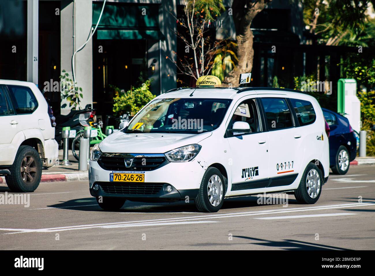 Tel Aviv Israel January 13, 2020 View of traditional Israeli taxi ...