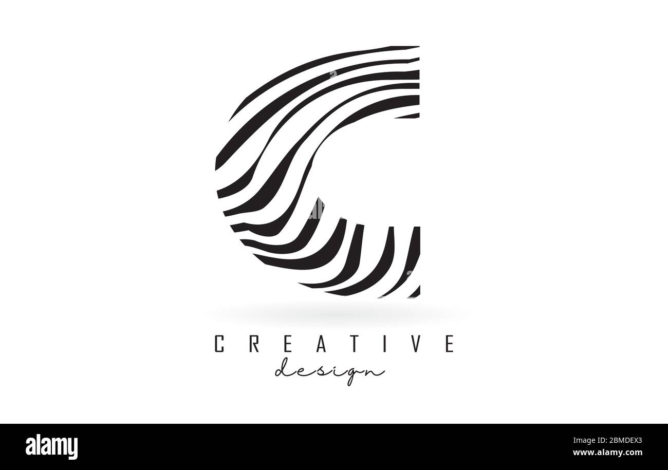 Black and White Zebra C Letter Logo Design. Creative C vector ...