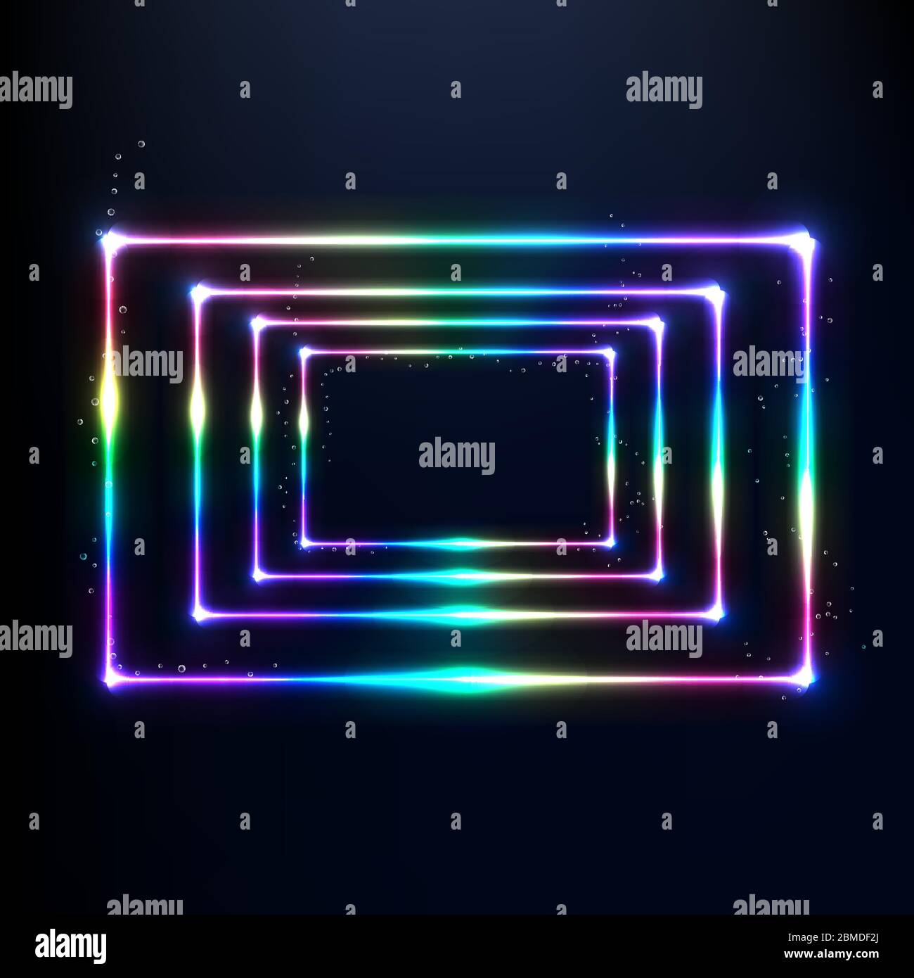 Blue neon square frame shining hi-res stock photography and images - Alamy