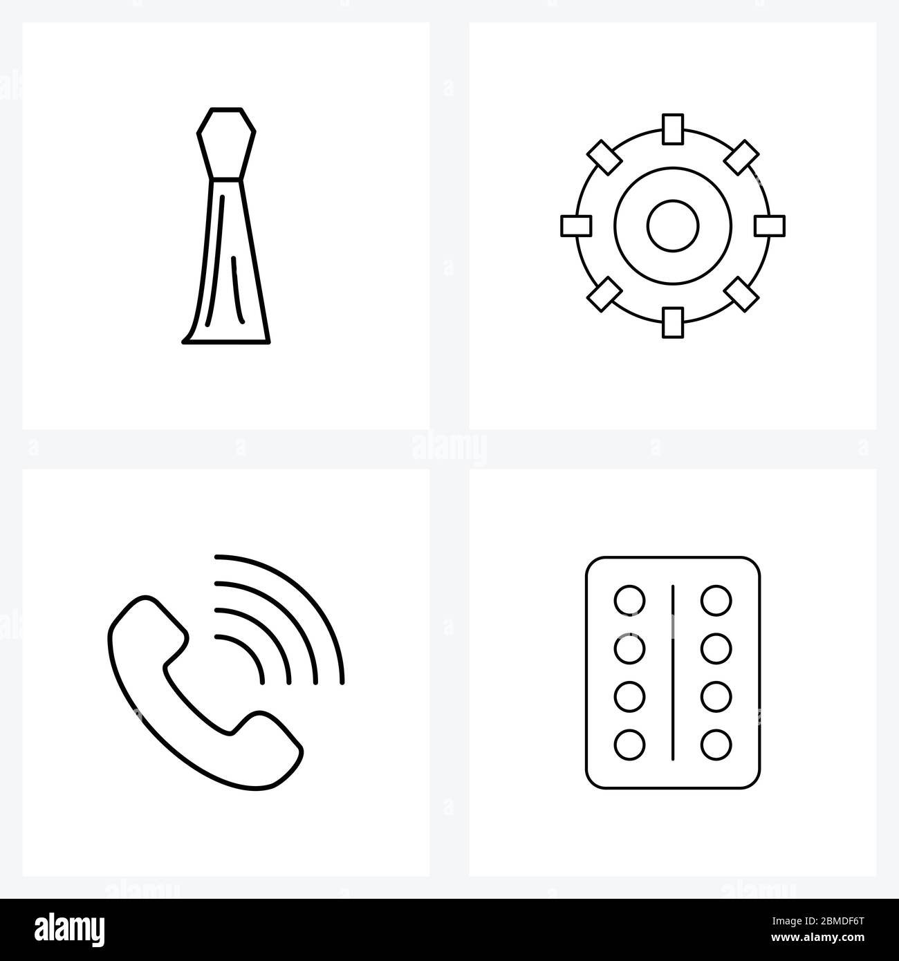 Stock Vector Icon Set of 4 Line Symbols for tie; call; suiting; graphic ...