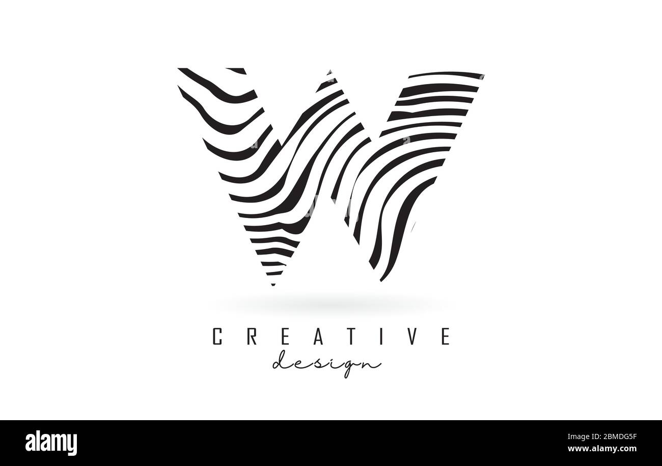 Black and White Zebra W Letter Logo Design. Creative W vector ...