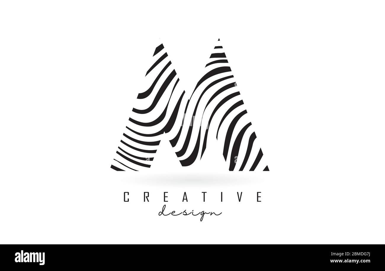 Black and White Zebra M Letter Logo Design. Creative M vector ...