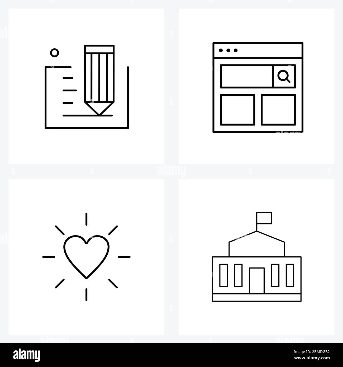 Modern Vector Line Illustration Of 4 Simple Line Icons Of Edit