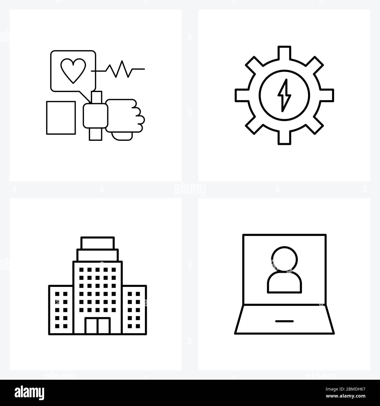 Modern Vector Line Illustration of 4 Simple Line Icons of pulse ...