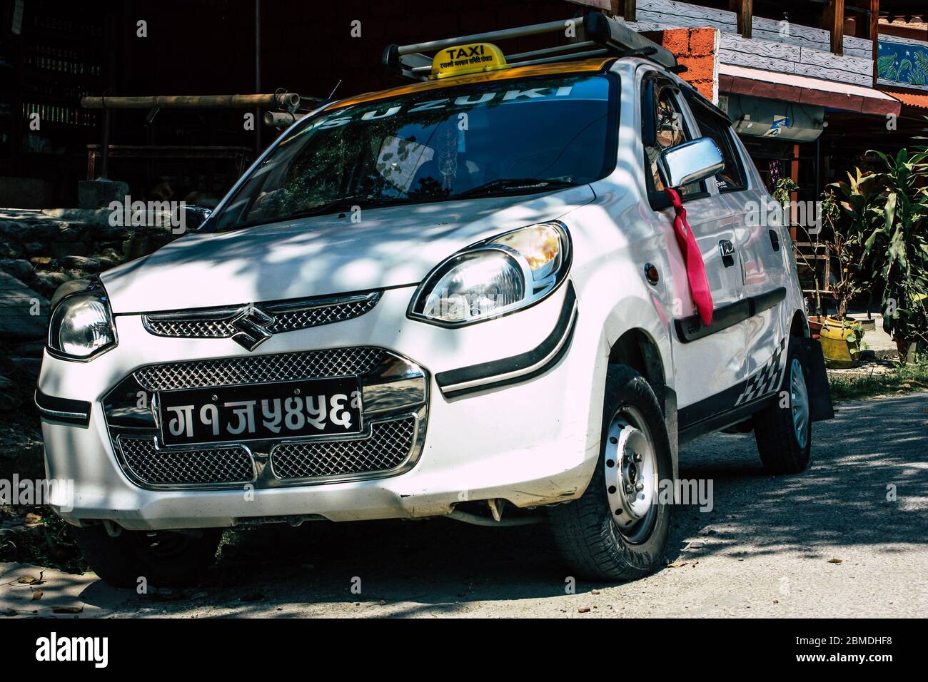 Kathmandu Nepal September 19, 2018 View of Nepali taxi at Thamel street ...