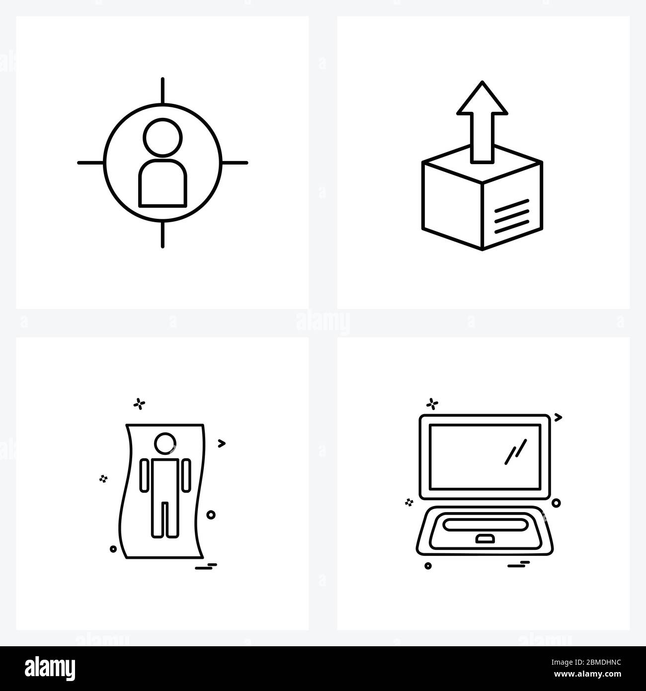 Stock Vector Icon Set of 4 Line Symbols for target, laptop, delivery ...