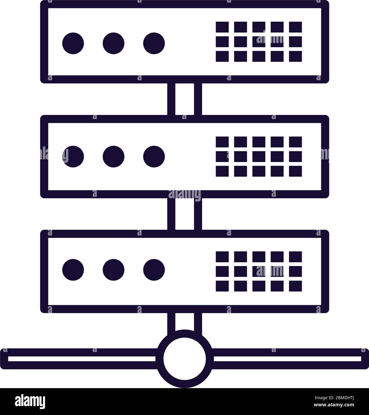 Web hosting line style icon design, Data center base security system hardware technology ...