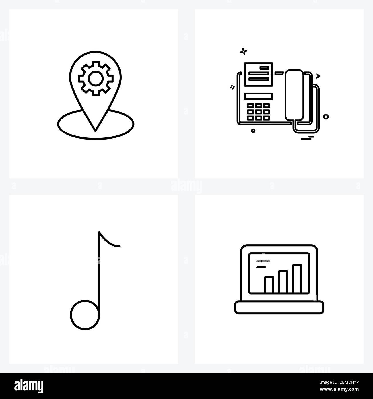 Set of 4 UI Icons and symbols for relocation setting, read, fax, device ...