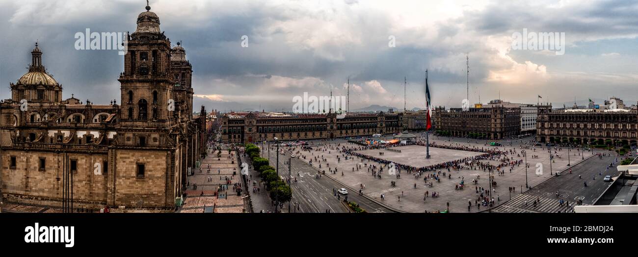 Panorama of Mexico City's Zocalo Stock Photo - Alamy