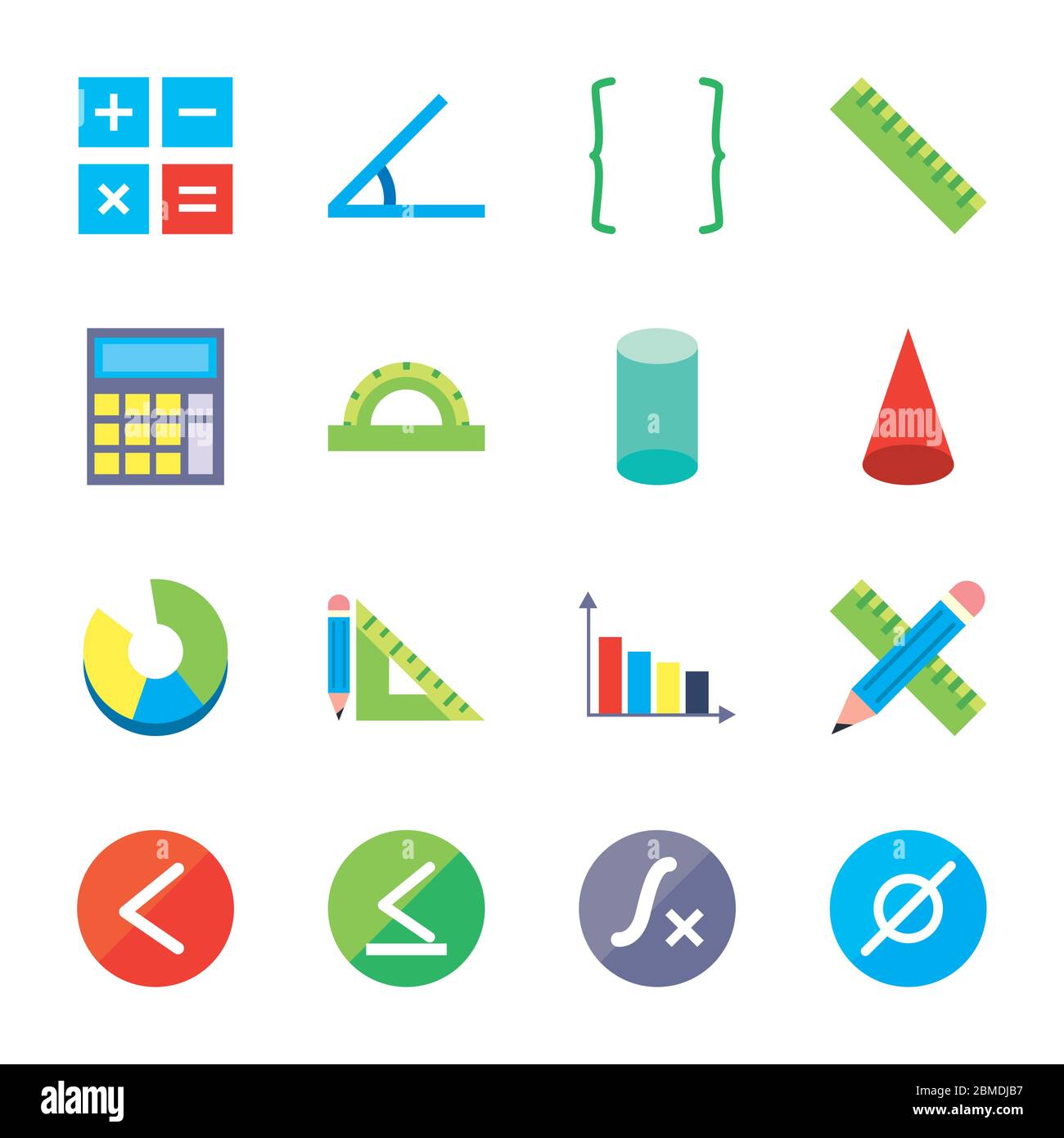 flat style icon set design, Math finance and education theme Vector ...