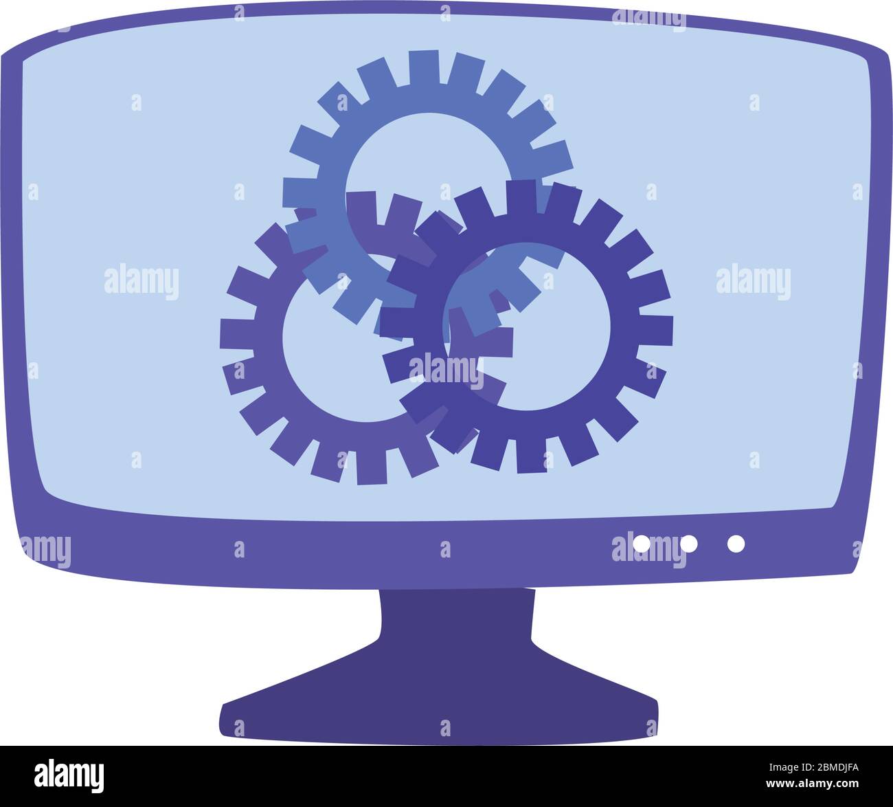 Computer with gears flat style icon design of Hack information and security system theme Vector ...