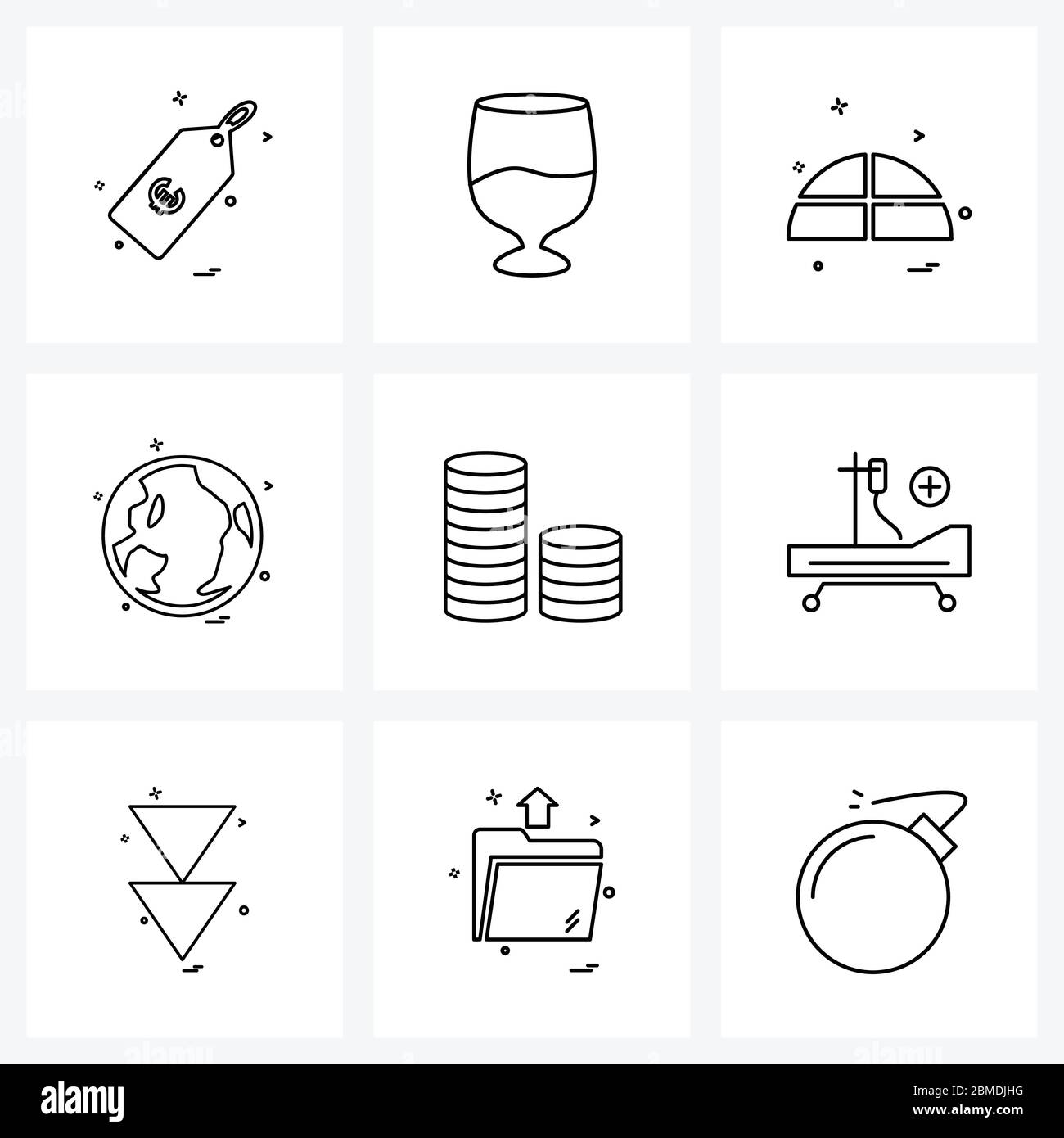 Stock Vector Icon Set of 9 Line Symbols for medical, coin, graph, money ...