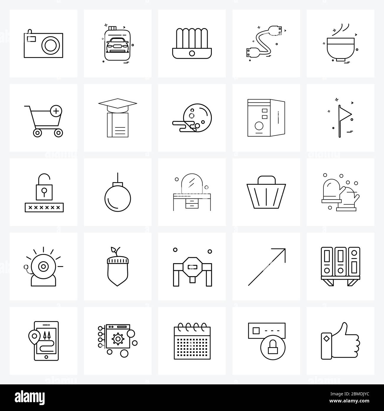 Set of 25 UI Icons and symbols for food, movie, setting, video, meal ...