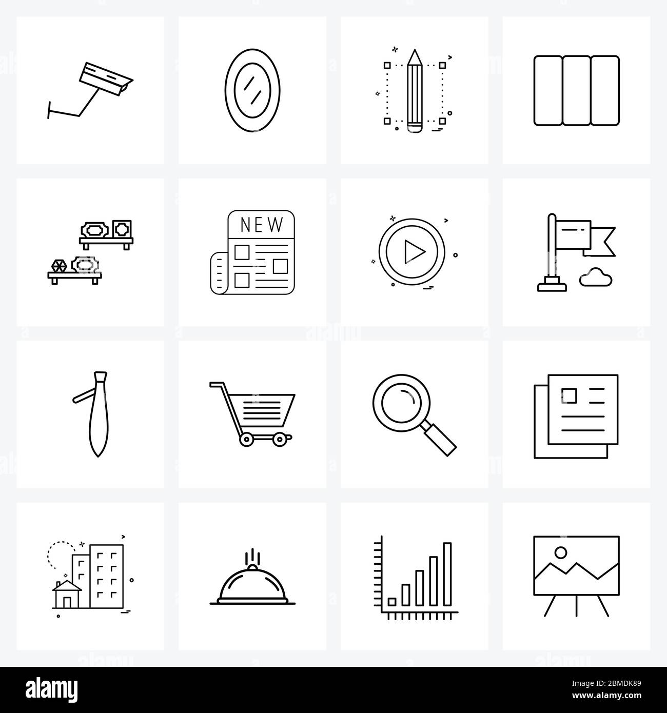 Pack of 16 Universal Line Icons for Web Applications pillows, sitting ...