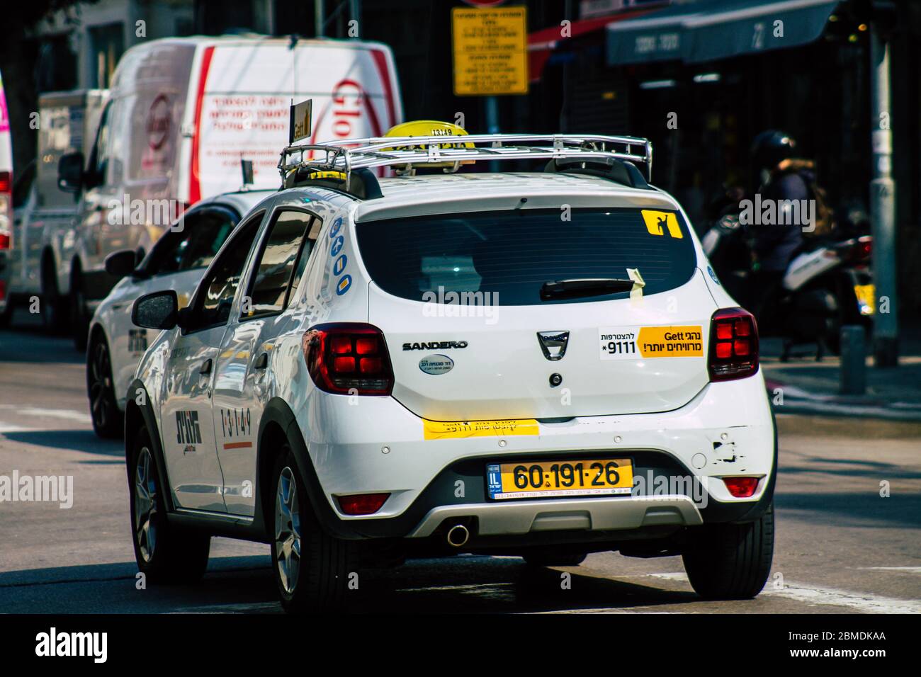 Tel Aviv Israel February 17, 2020 View of traditional Israeli taxi ...