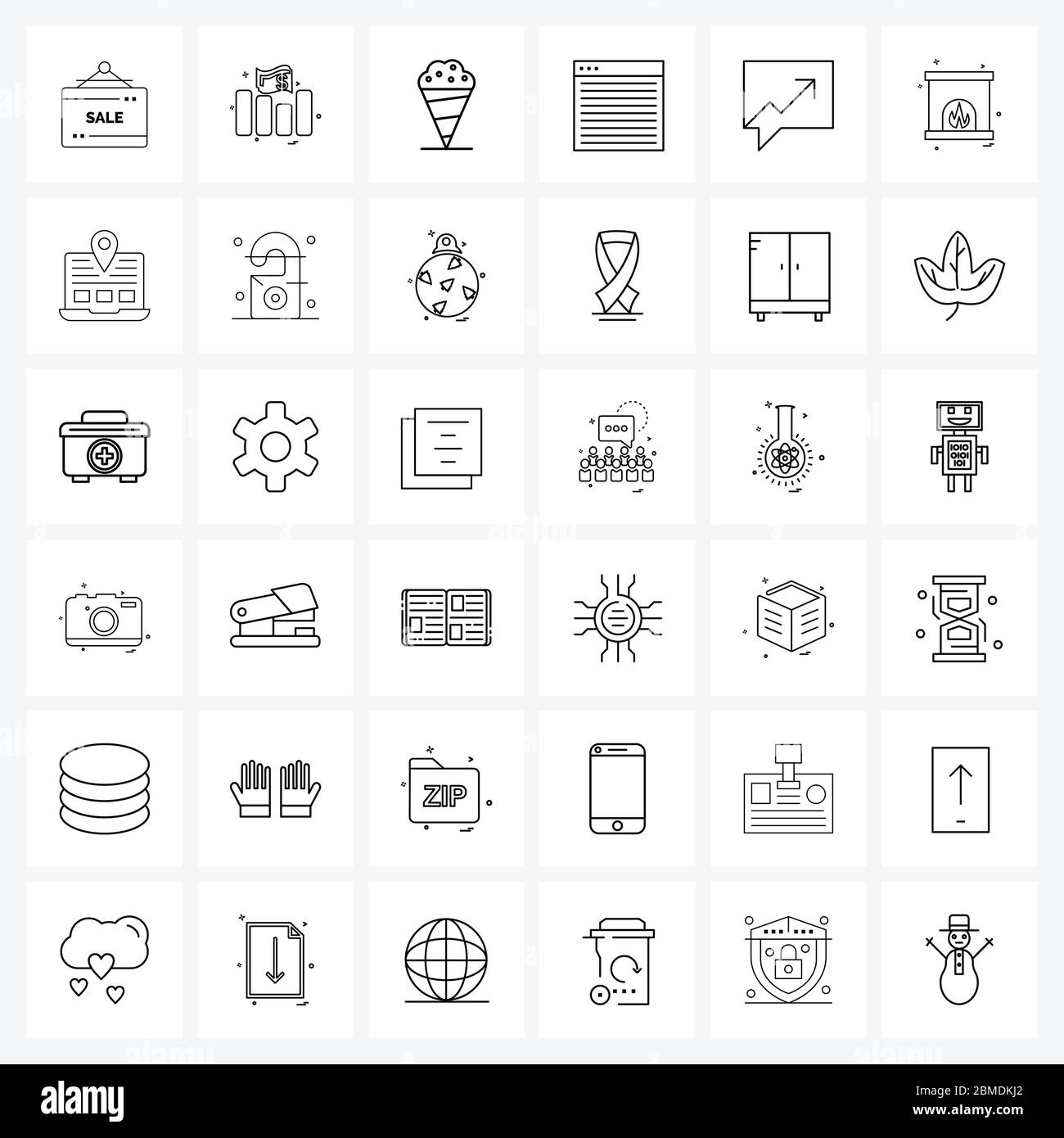 Universal Symbols of 36 Modern Line Icons of talk, chat, ice, ux, news ...