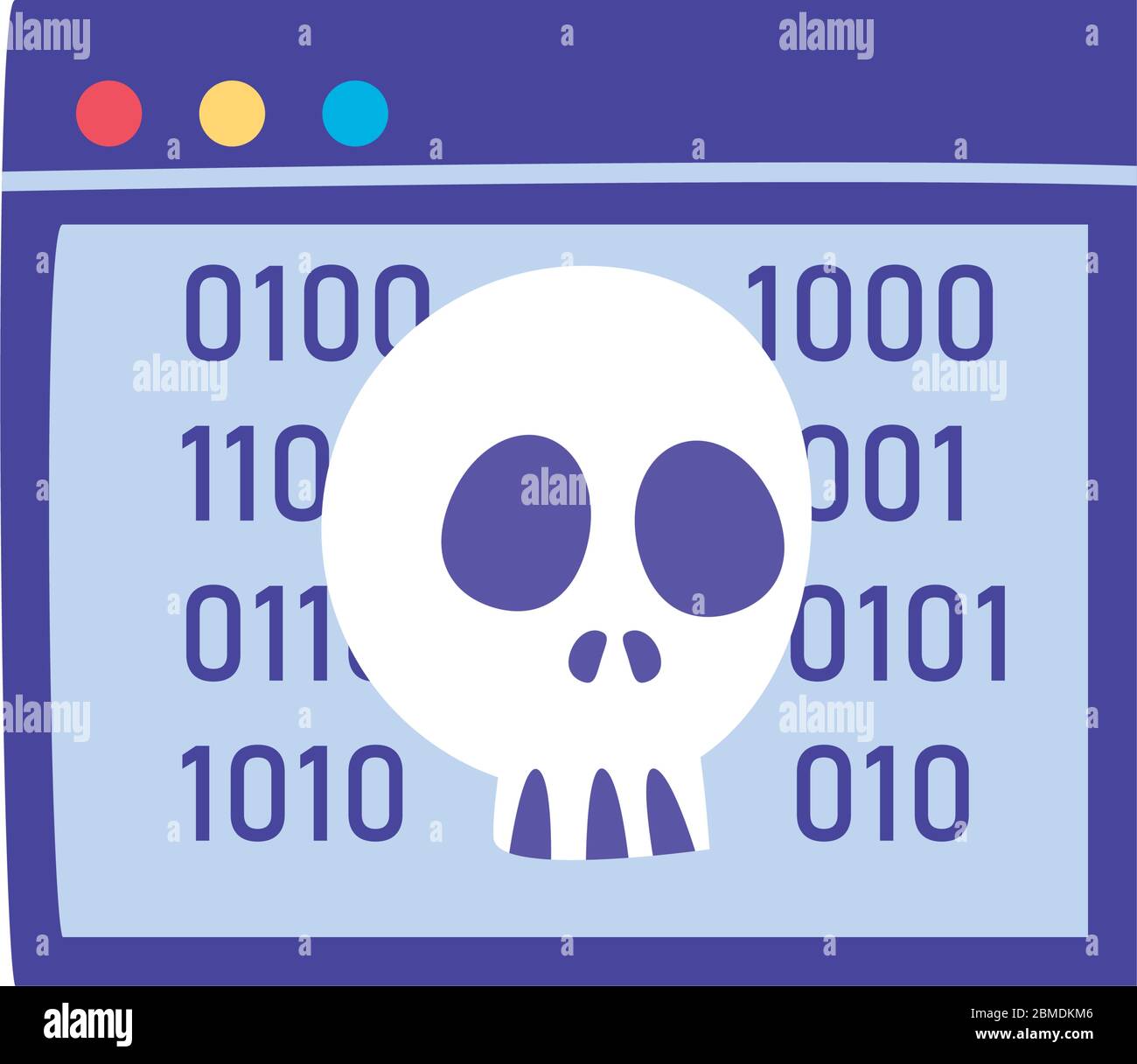 Skull inside website with code flat style icon design of Hack ...