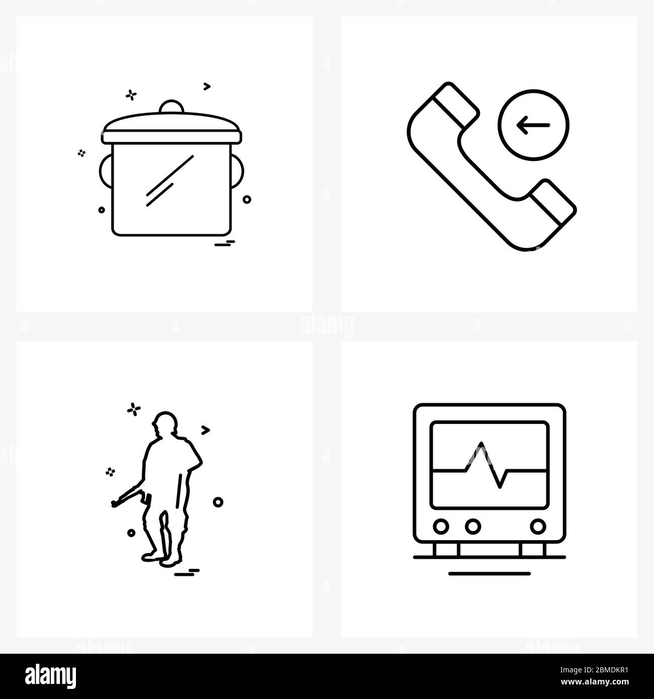 Set of 4 UI Icons and symbols for medical; military; cook; phone ...