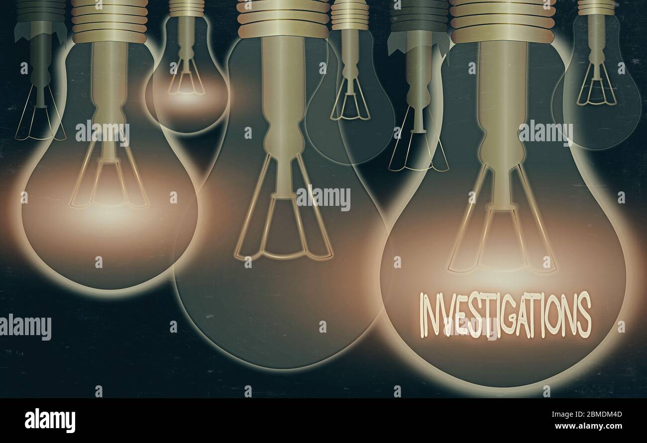 Conceptual hand writing showing Investigations. Concept meaning The ...