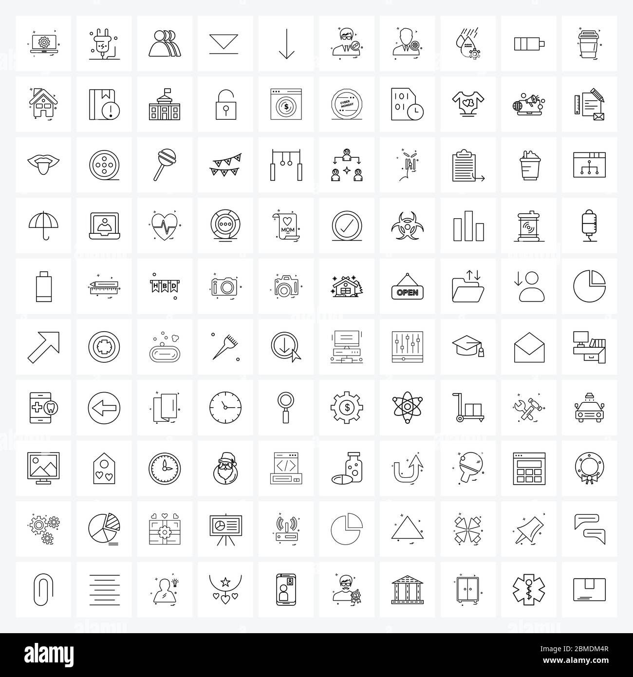 Stock Vector Icon Set of 100 Line Symbols for avatar, down, energy ...