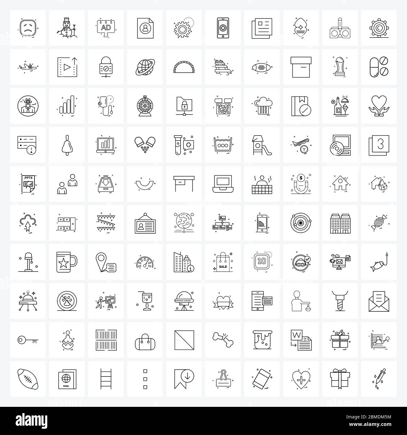 Stock Vector Icon Set of 100 Line Symbols for options, file, ad, user ...