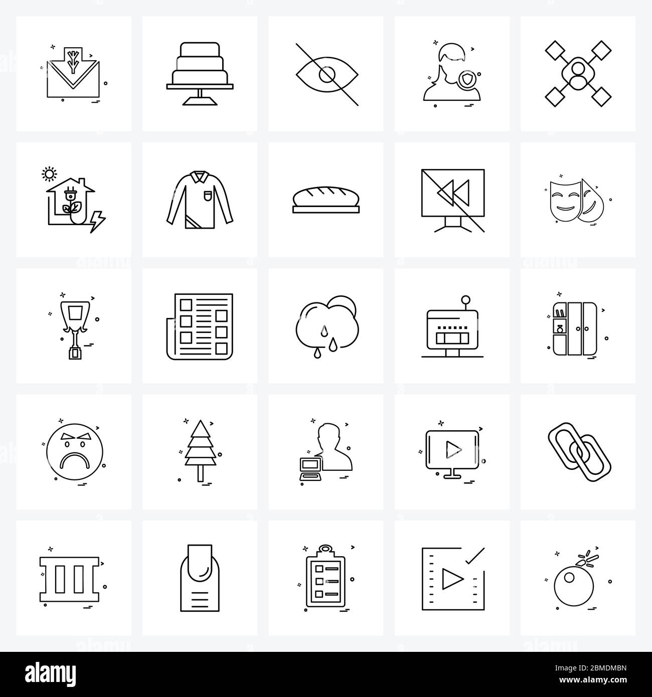 Set of 25 UI Icons and symbols for network, avatar, look, profile ...