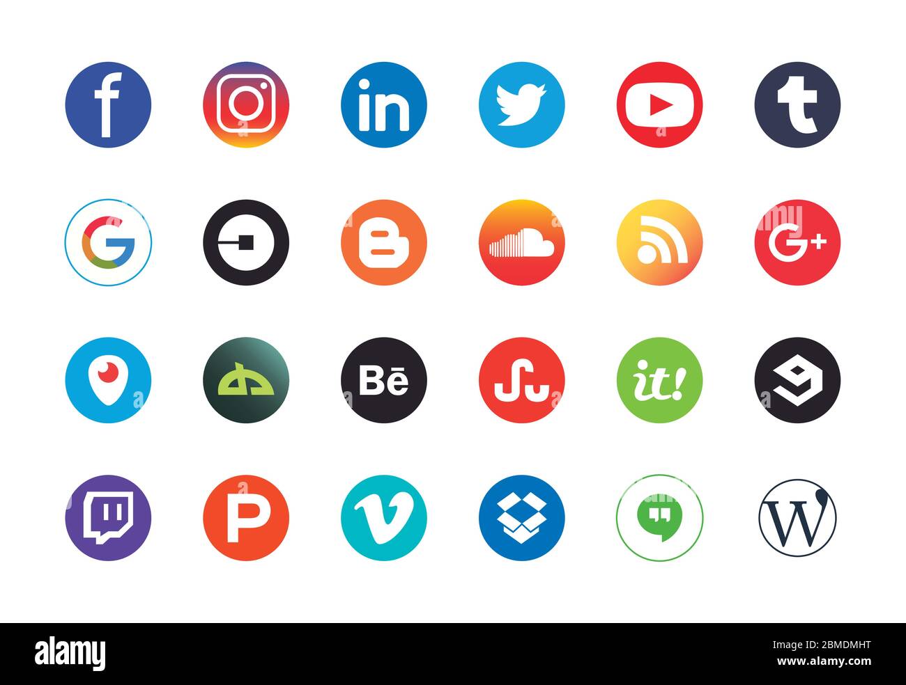 flat style icon set design, Social media apps multimedia communication ...