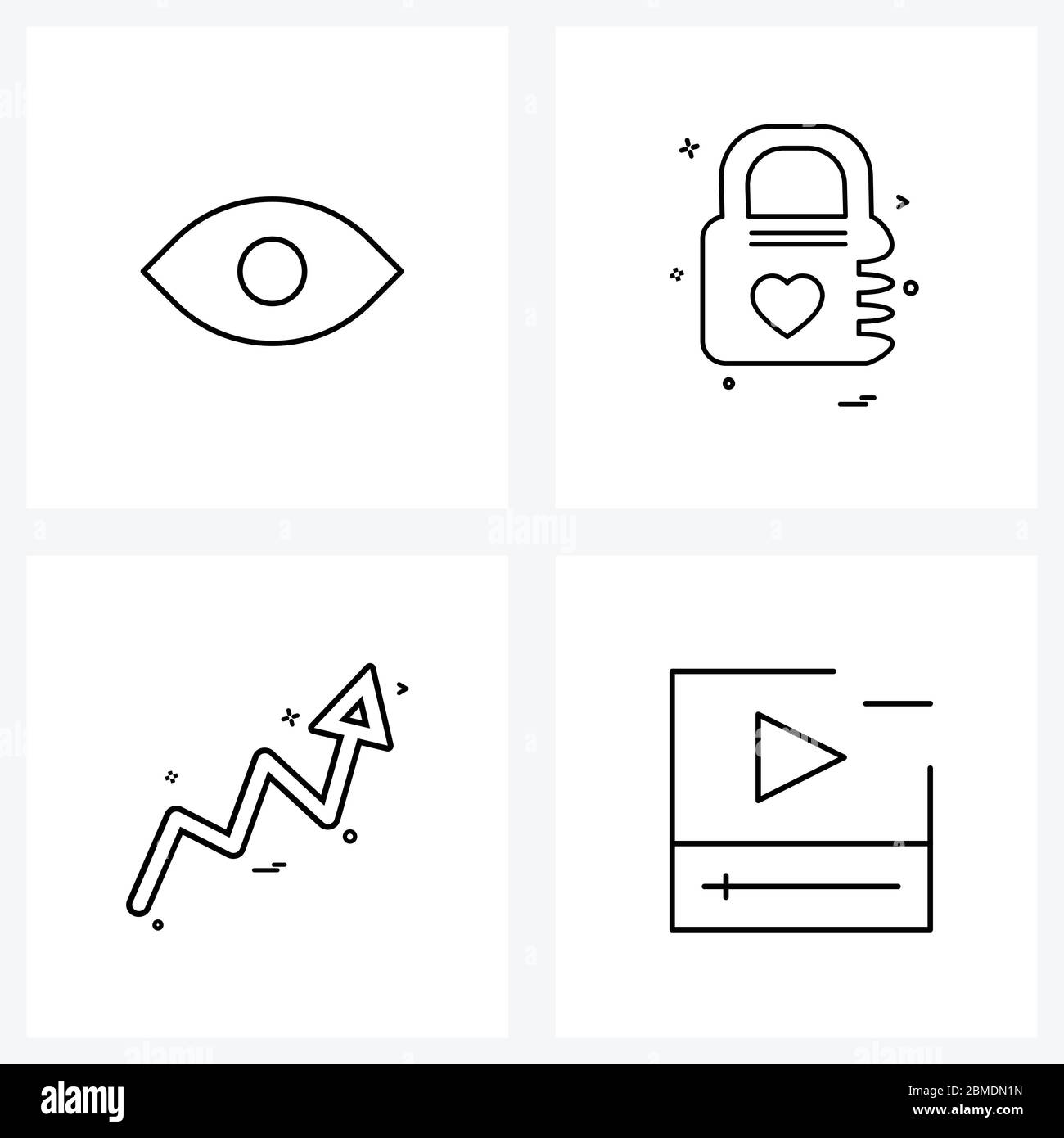 Mobile UI Line Icon Set of 4 Modern Pictograms of look; directions ...