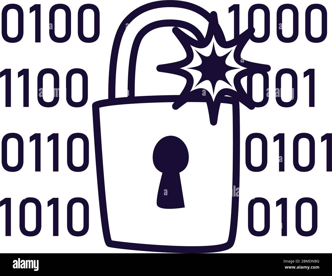 Padlock with code line style icon design of Hack information and ...