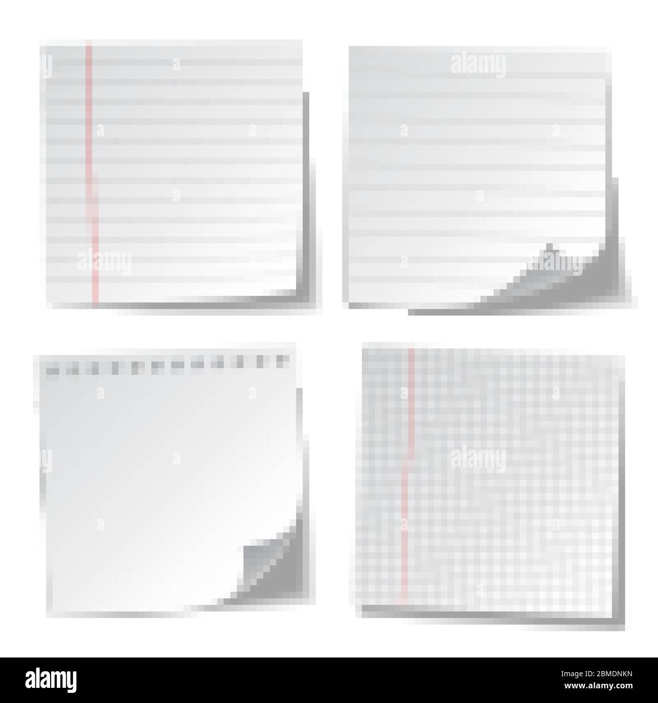 Realistic lined sticky notes. Blank note paper sheets. Information ...
