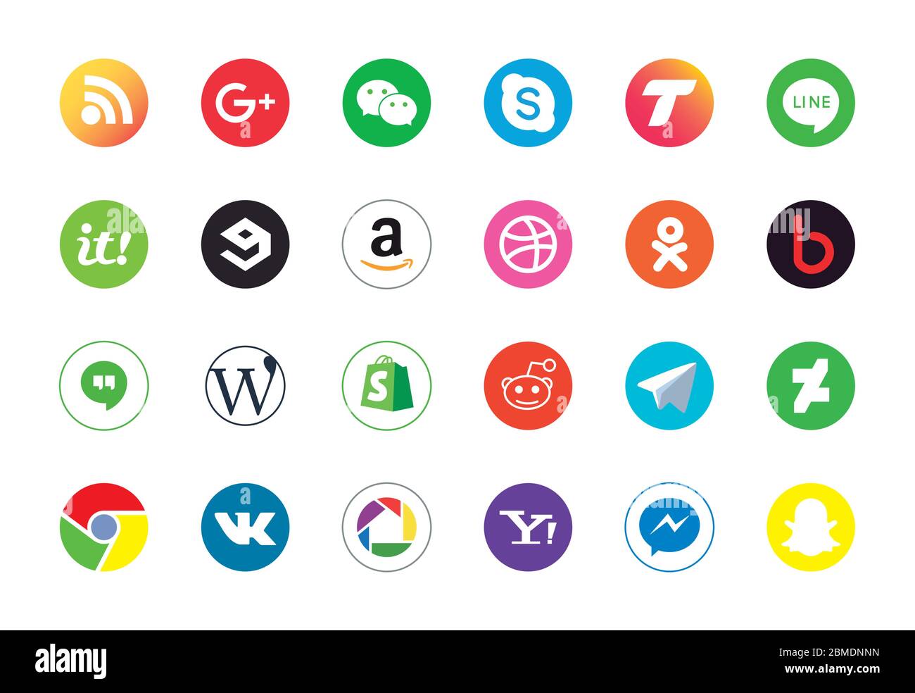 flat style icon set design, Social media apps multimedia communication ...