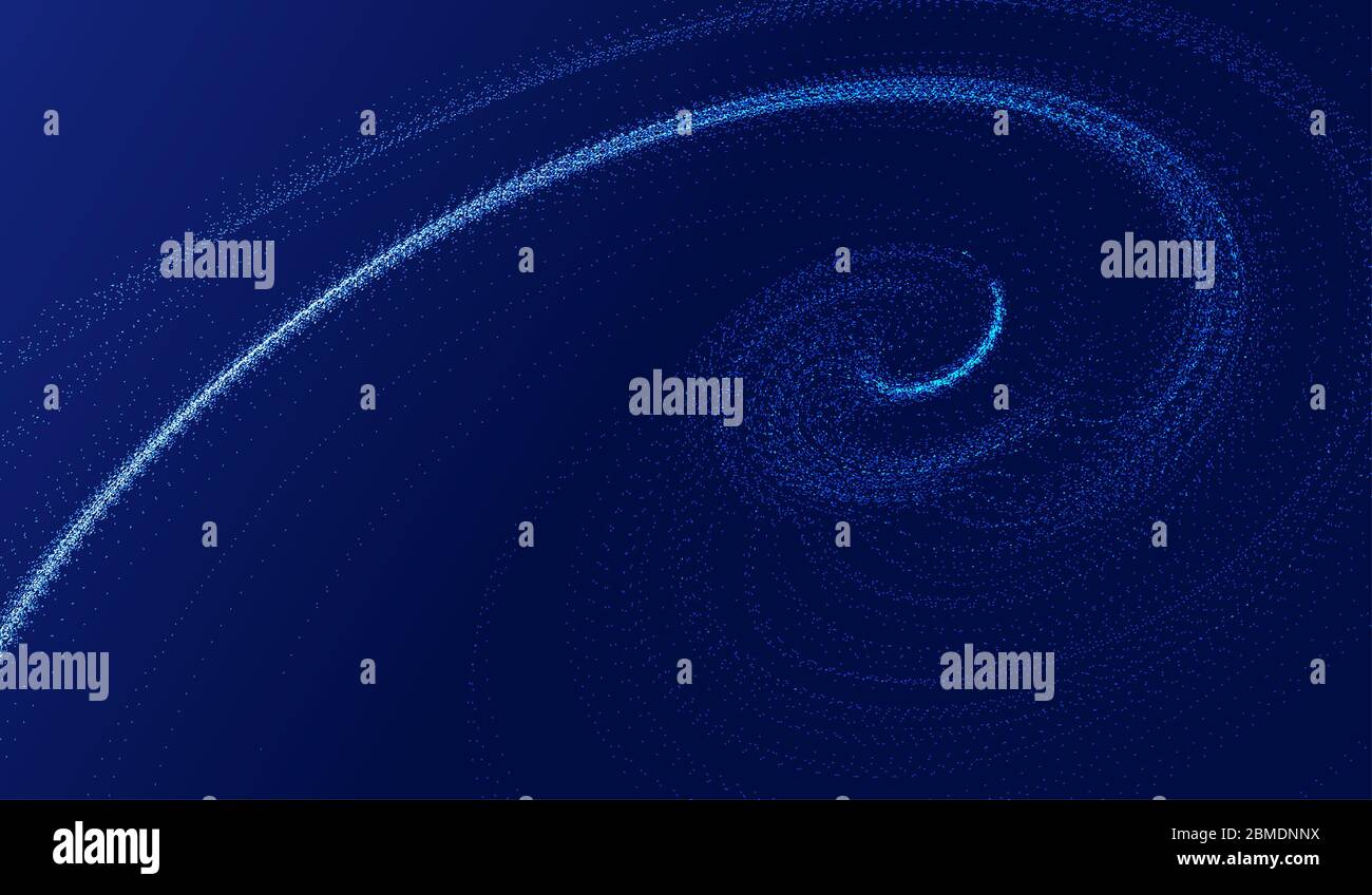 Glowing particle flow vortex, internet technology big data background ...