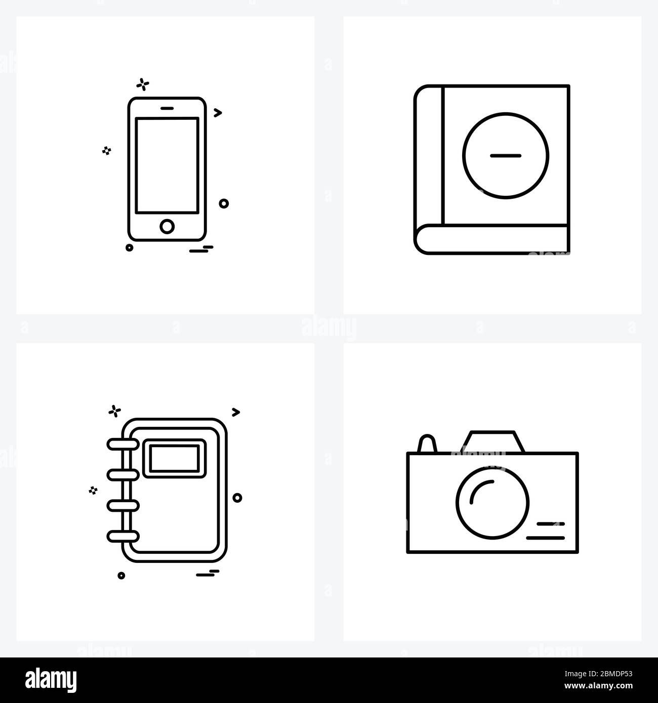 Stock Vector Icon Set of 4 Line Symbols for smart phone; doc; phone ...