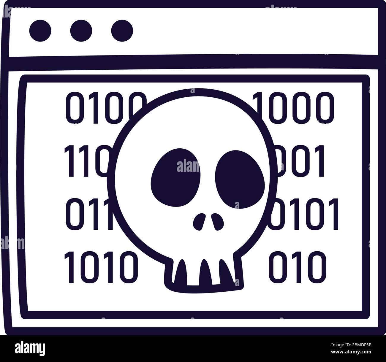 Skull inside website with code line style icon design of Hack ...