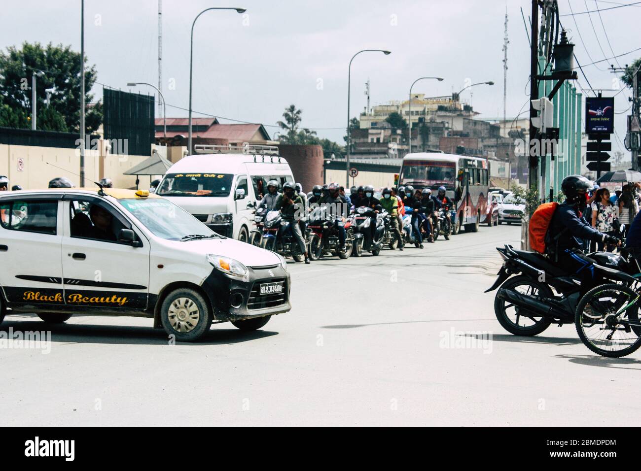 Kathmandu Nepal August 26, 2018 View of traffic jam in the street at ...