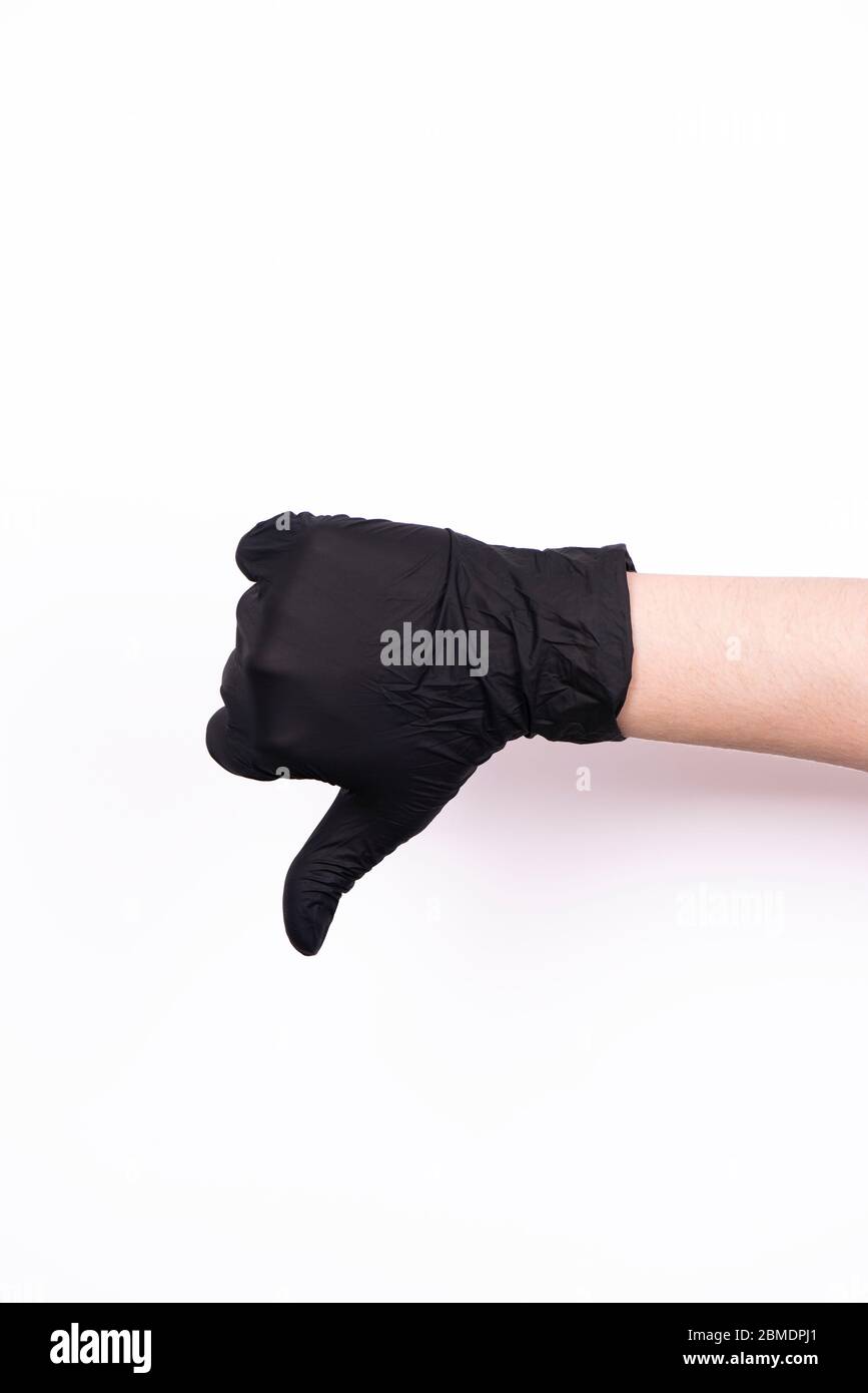 Hands in black medical gloves isolated on a white background Stock ...