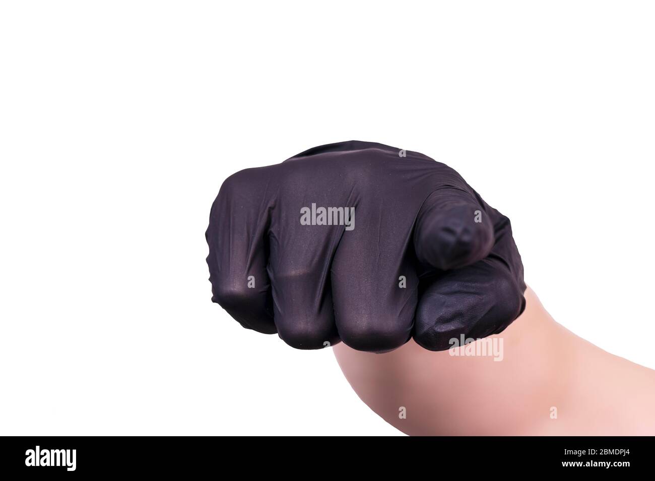 Hands in black medical gloves isolated on a white background Stock ...