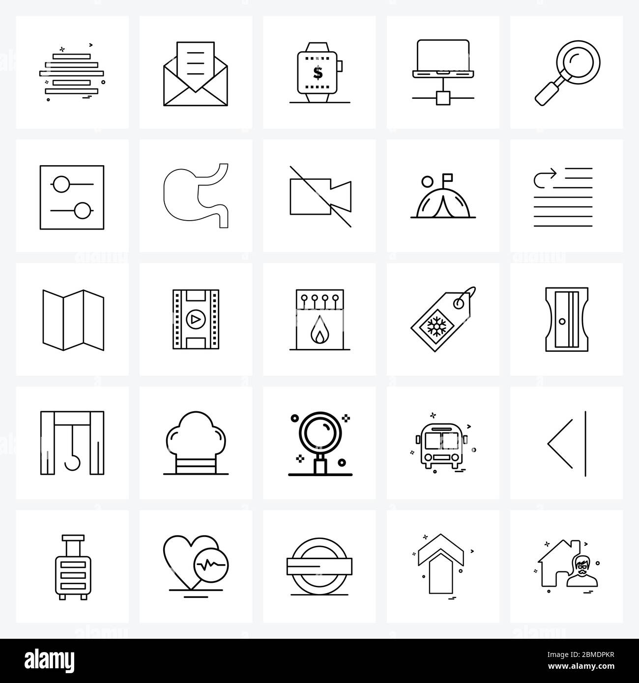 25 Interface Line Icon Set of modern symbols on search, lab, payment ...