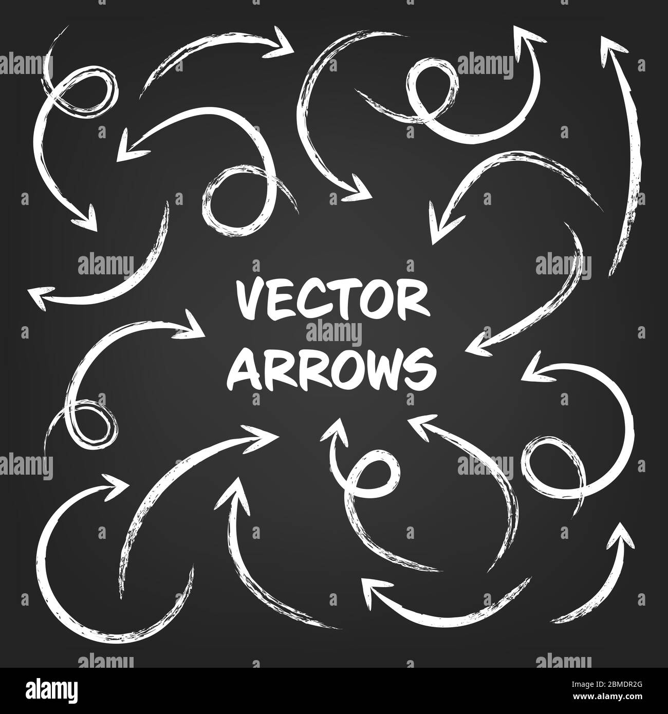 White grunge hand drawn arrows set on gray background. Arrow, cursor ...