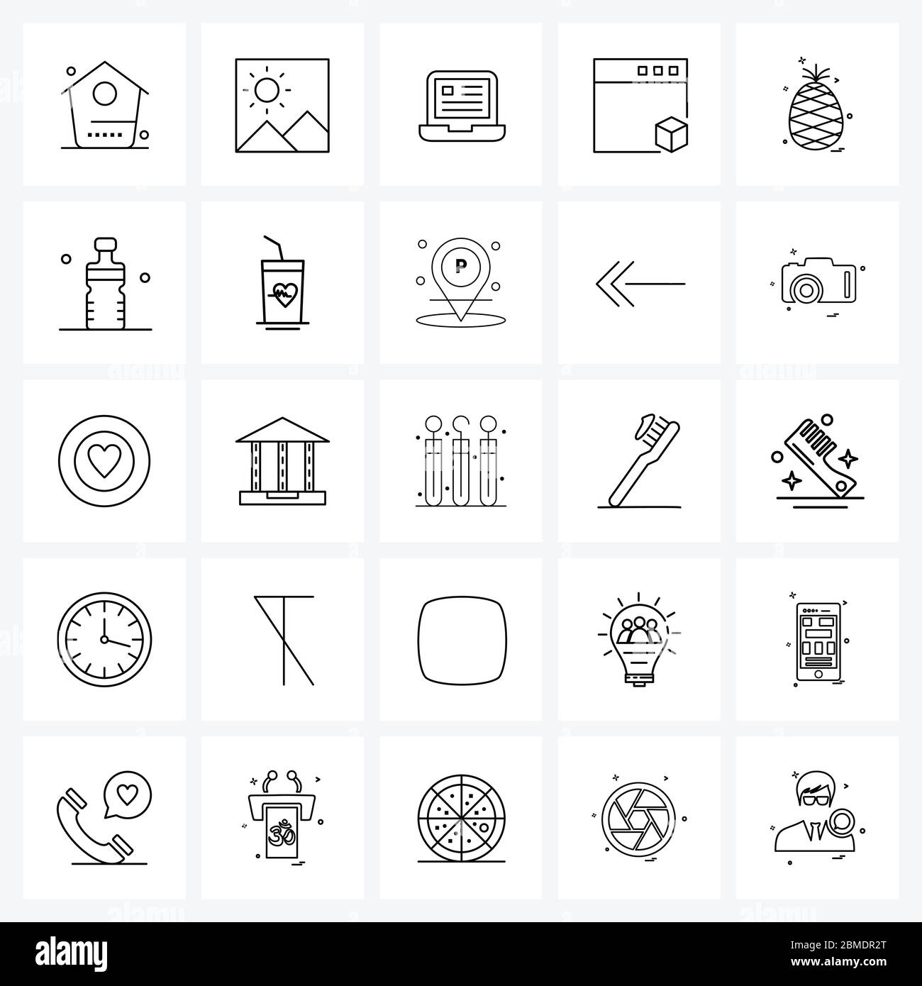 Mobile UI Line Icon Set of 25 Modern Pictograms of food, fruits ...