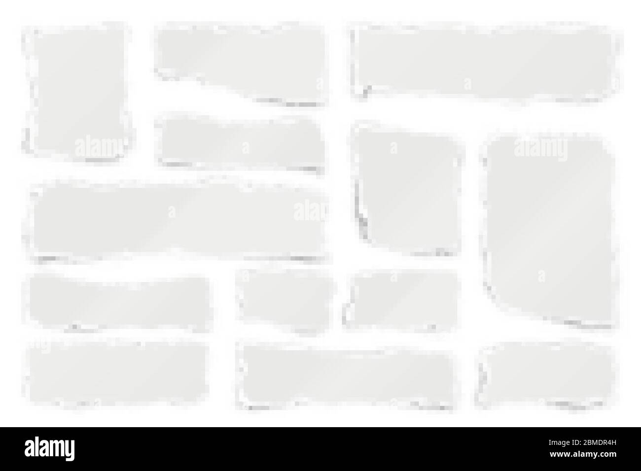 Ripped paper strips. Realistic crumpled paper scraps with torn edges ...