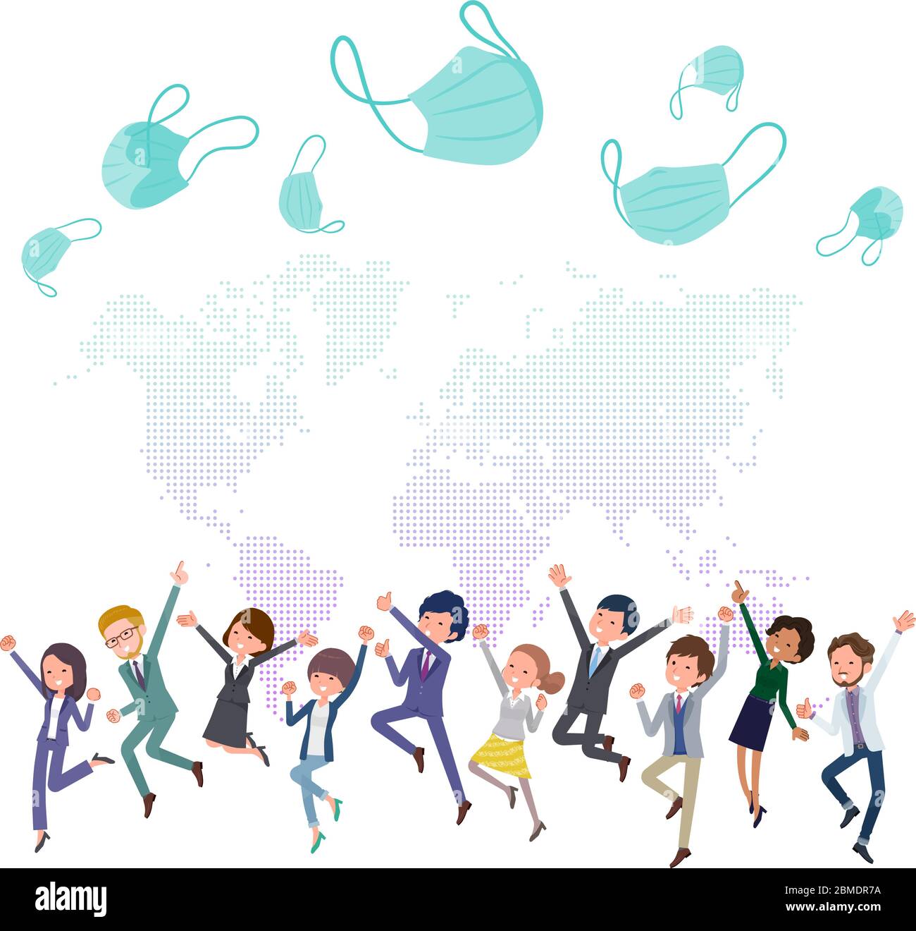 It is an image that people are happy to be released from masks.It's ...