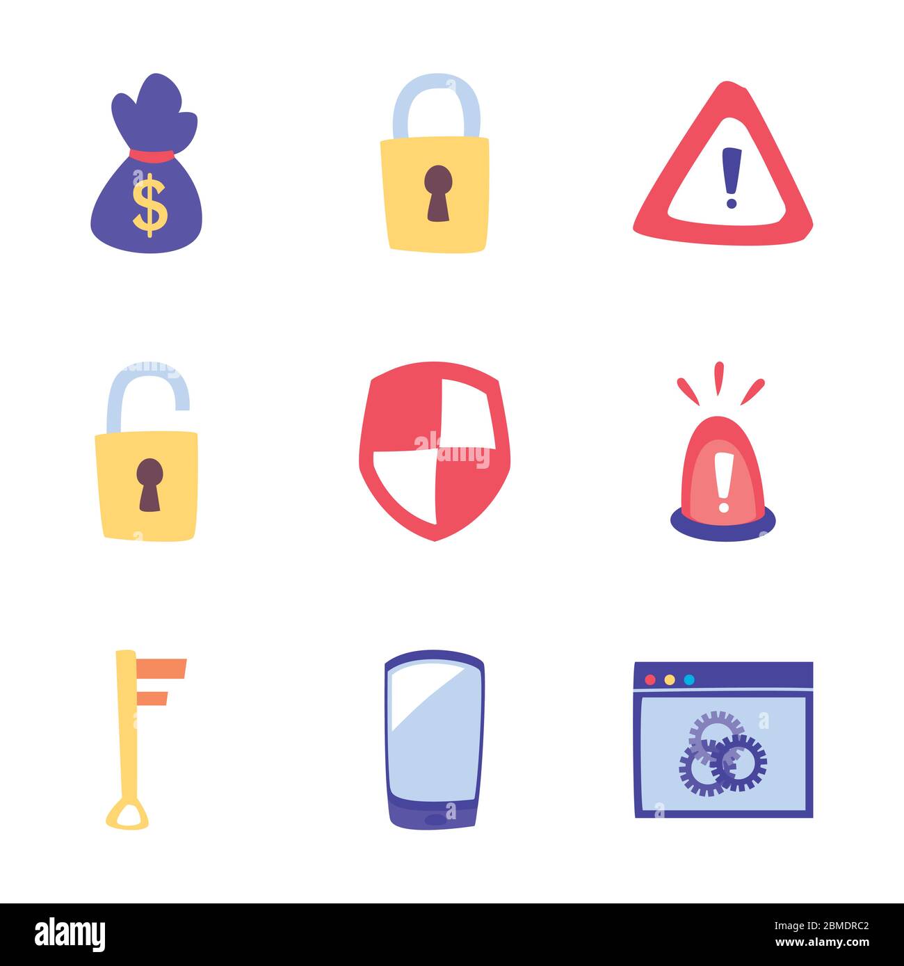 flat style icon set design of Hack information and security system ...