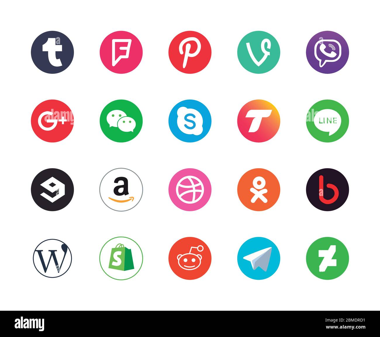 flat style icon set design, Social media apps multimedia communication ...
