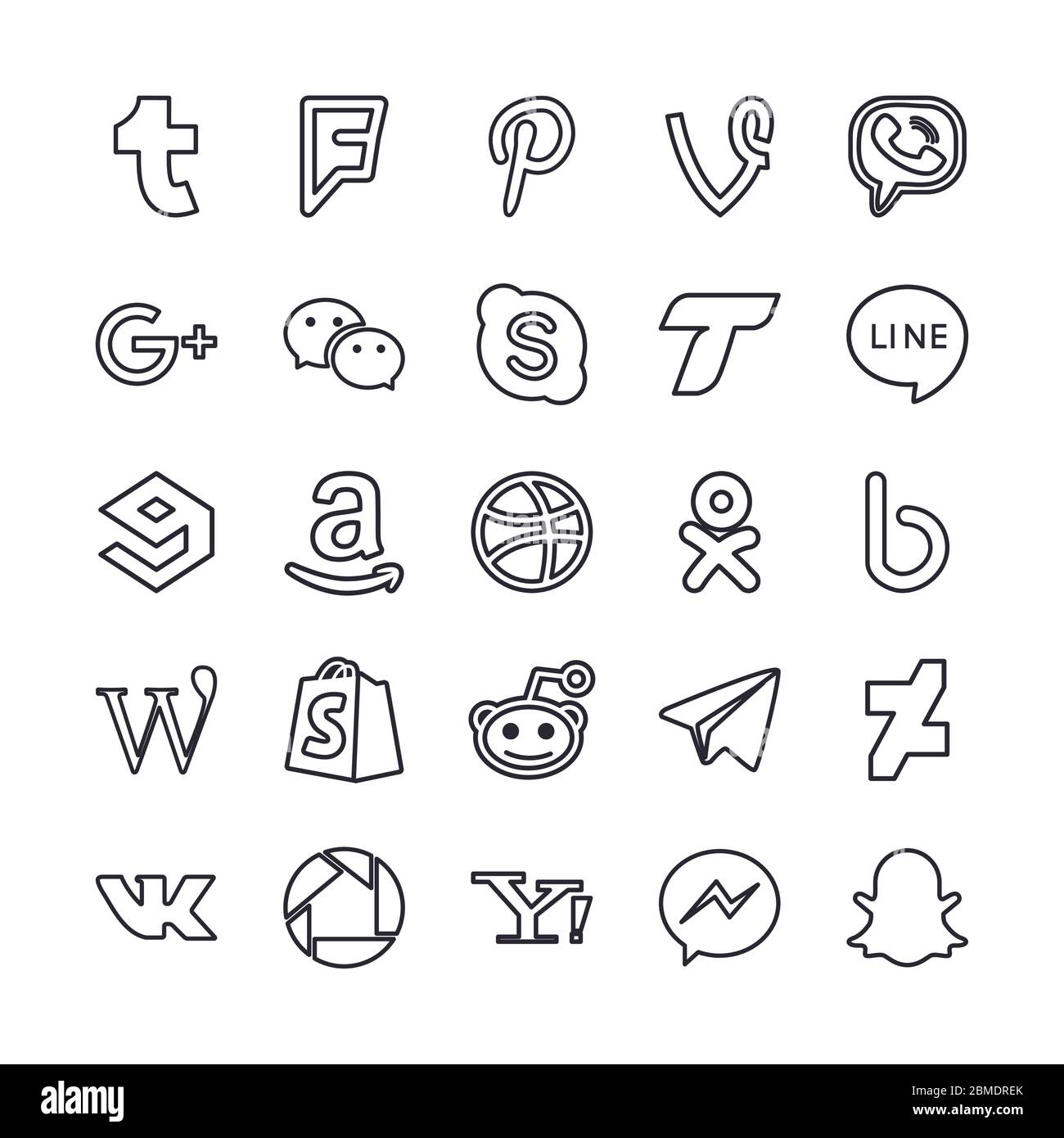 line style icon set design, Social media apps multimedia communication ...