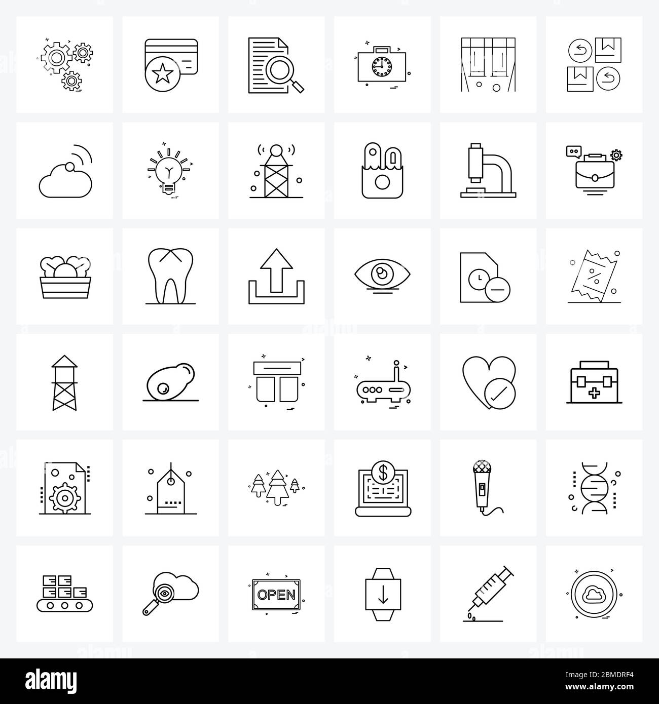Simple Set of 36 Line Icons such as camping, office, check, briefcase ...