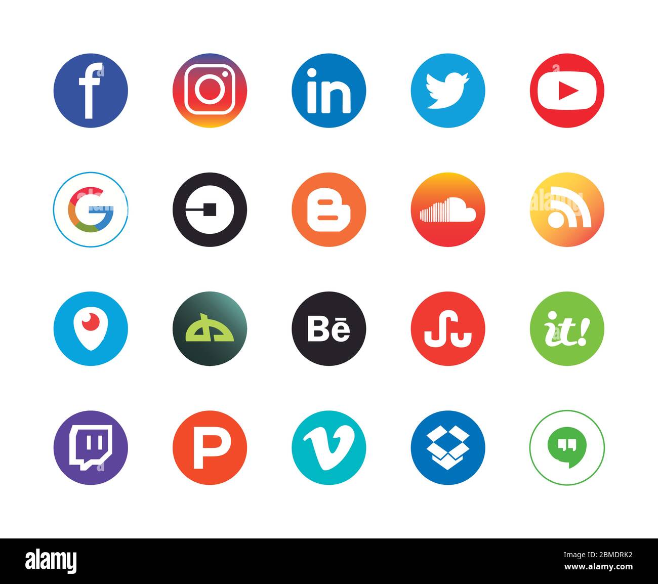 flat style icon set design, Social media apps multimedia communication ...